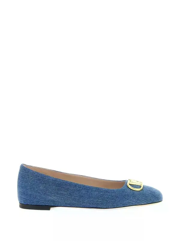 Valentino Garavani Vlogo Signature Denim Ballet Flats - Blue