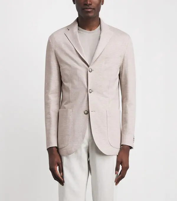 Eton Linen-blend Jersey Herringbone Blazer