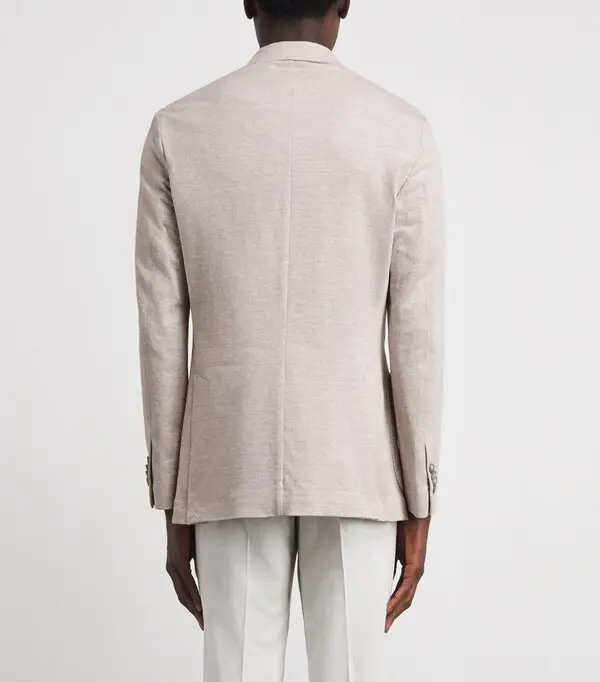 Eton Linen-blend Jersey Herringbone Blazer