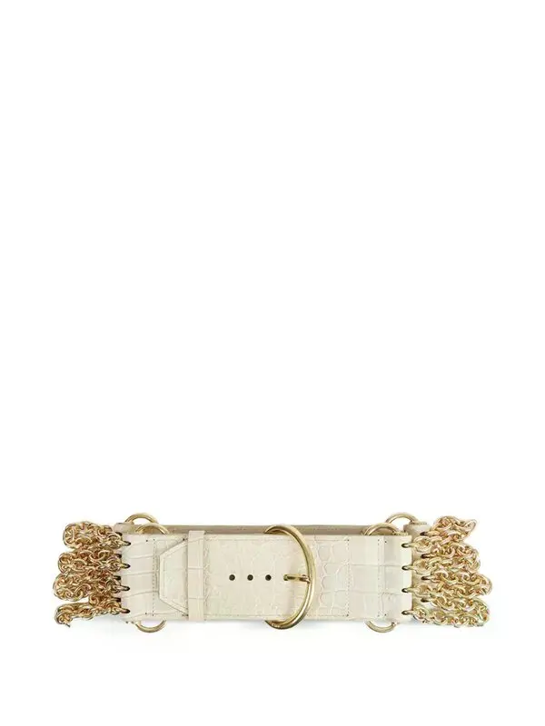 Chloé Croc-effect Chain Belt - Neutrals