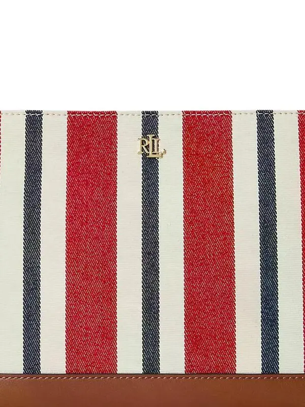 Ralph Lauren Striped Canvas Clutch - Red