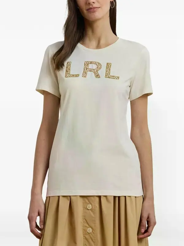 Ralph Lauren Lrl Logo-embroidered T-shirt - Neutrals