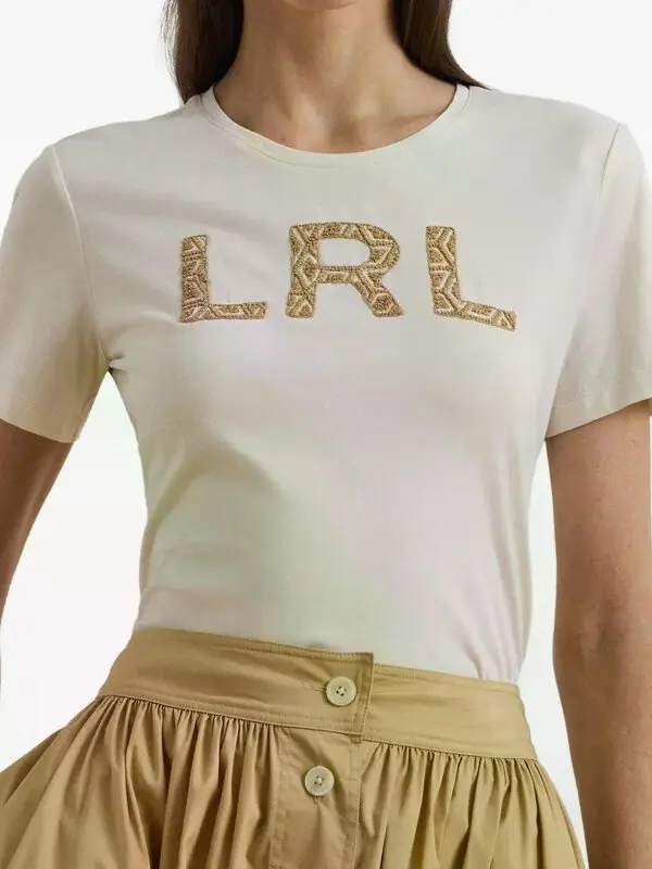 Ralph Lauren Lrl Logo-embroidered T-shirt - Neutrals