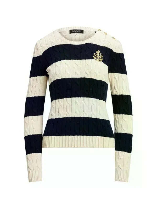 Ralph Lauren Cable-knit Striped Sweater - Blue