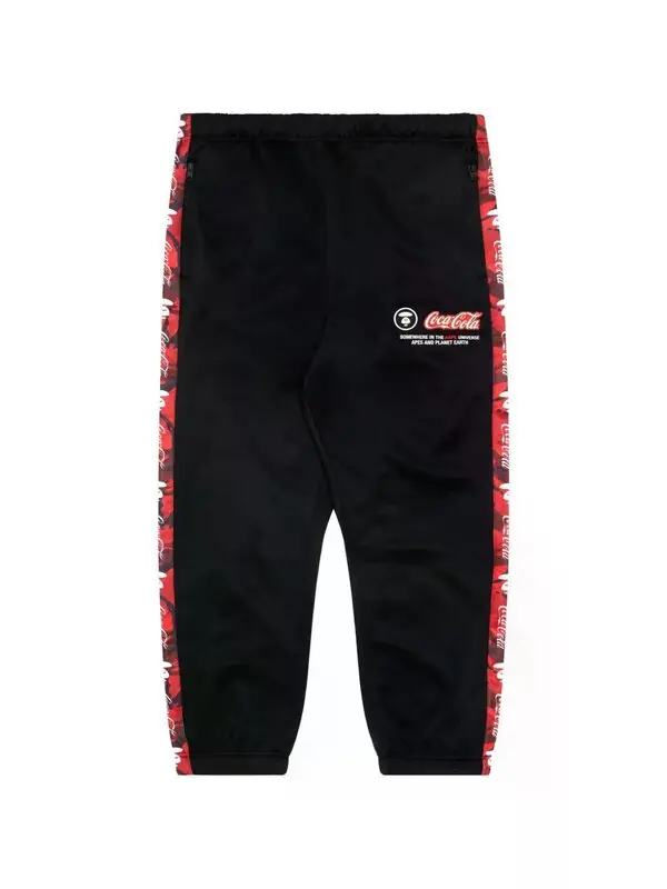 AAPE BY *A BATHING APE X Coca-cola Moonface-patch Camouflage-tape Track Pants - Black