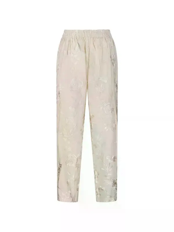 MES DEMOISELLES Floral-embroidered Trousers - Neutrals