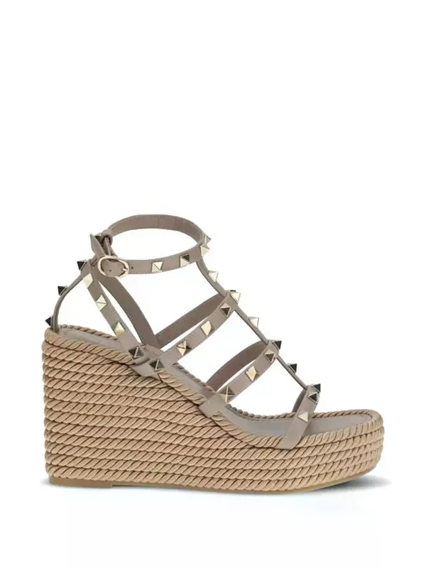 Valentino Garavani Rockstud Wedge Espadrilles - Neutrals