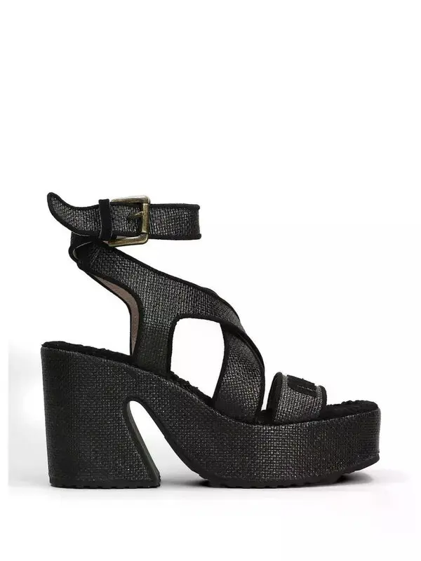 Mou Cross-strap Buckled Sandals - Black