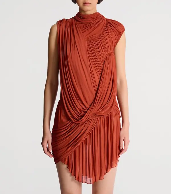 Balmain Jersey Draped Mini Dress - Red