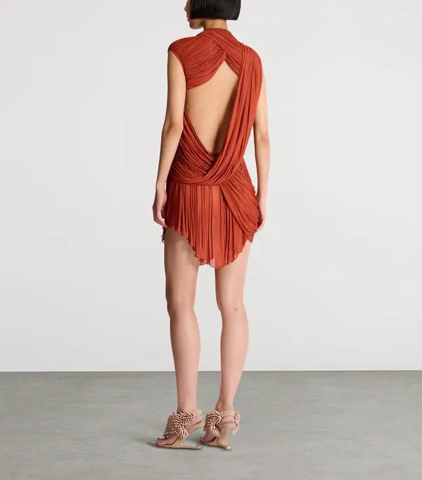 Balmain Jersey Draped Mini Dress - Red