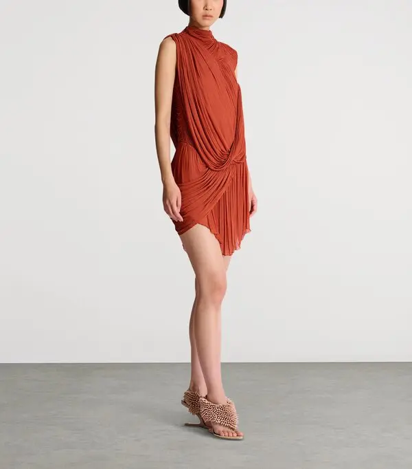 Balmain Jersey Draped Mini Dress - Red