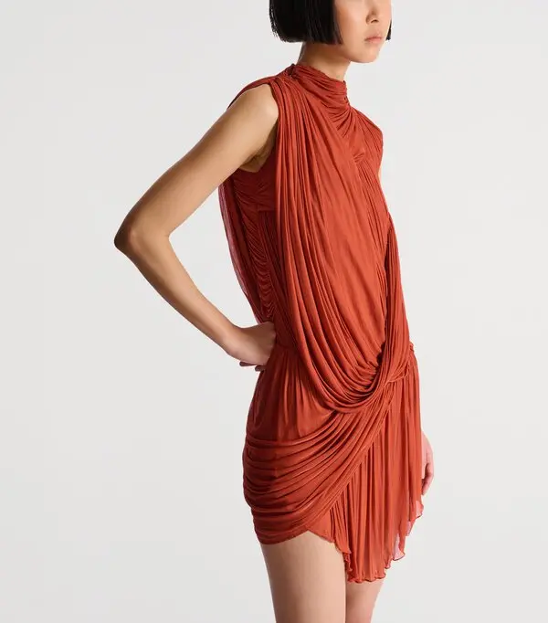 Balmain Jersey Draped Mini Dress - Red