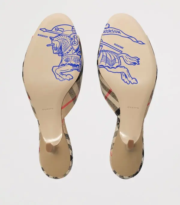 Burberry Linen-blend Check Mews Mules - Neutral