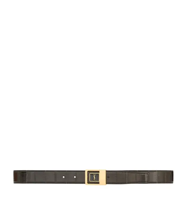 Saint Laurent Leather Monogram Belt - Green
