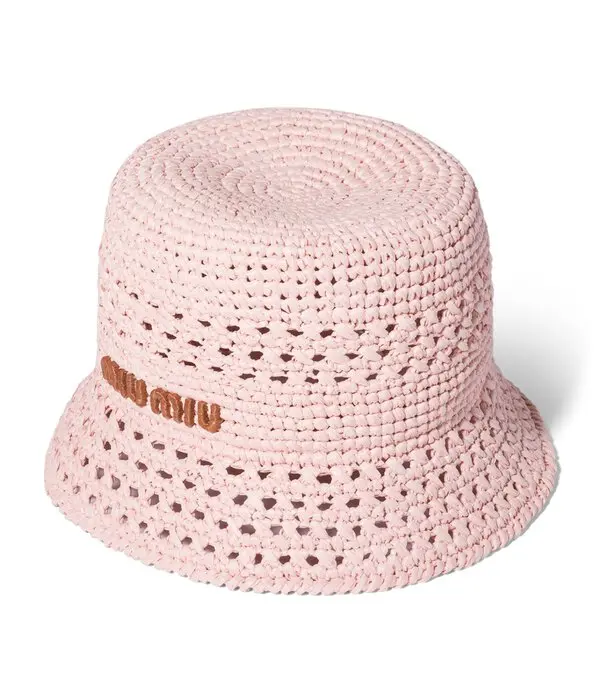 Miu Miu Woven Logo Bucket Hat - Nude