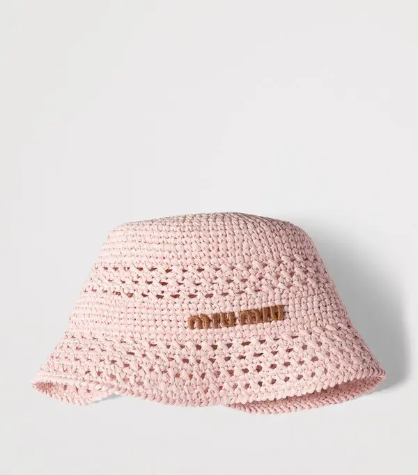 Miu Miu Woven Logo Bucket Hat - Nude