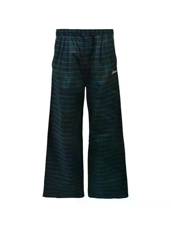 BREATH Script Logo Check Wide-leg Trousers - Blue