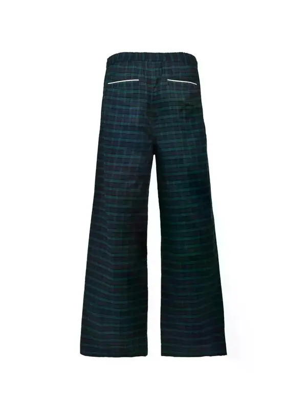 BREATH Script Logo Check Wide-leg Trousers - Blue