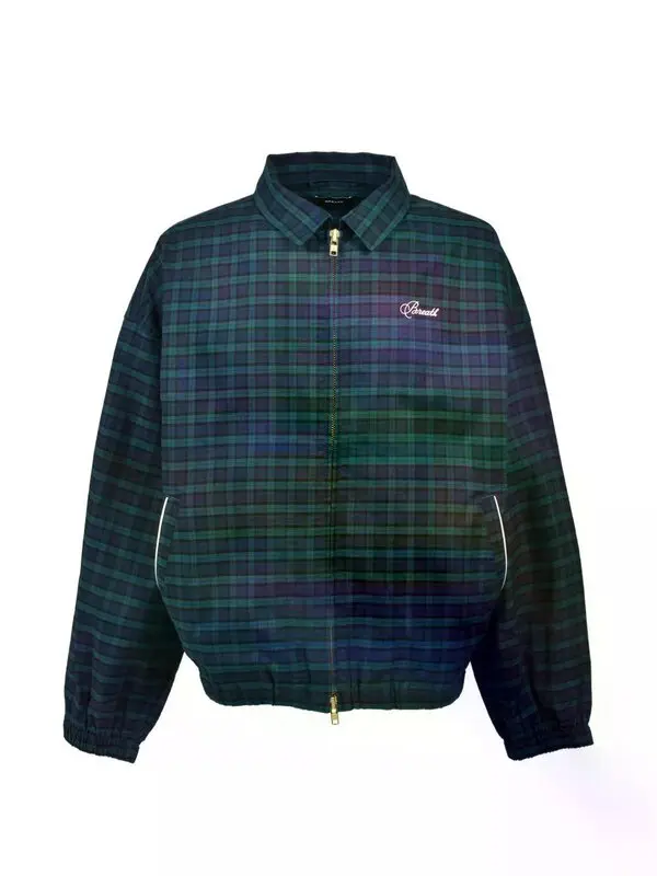 BREATH Script Logo Check-pattern Zip-up Jacket - Blue