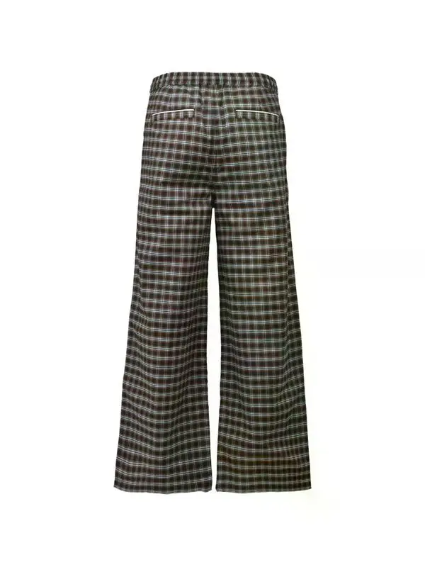 BREATH Script Logo Check-pattern Wide-leg Trousers - Brown