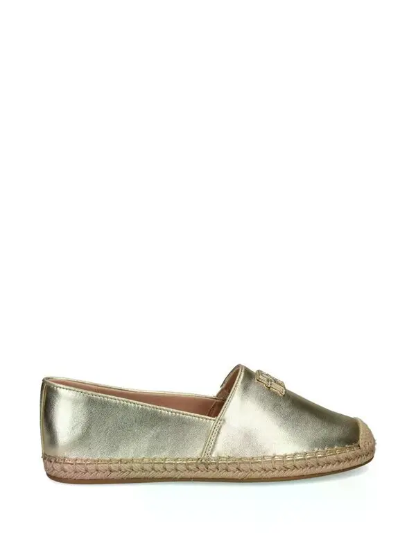 Tommy Hilfiger Th-monogram-plaque Metallic Espadrilles - Gold