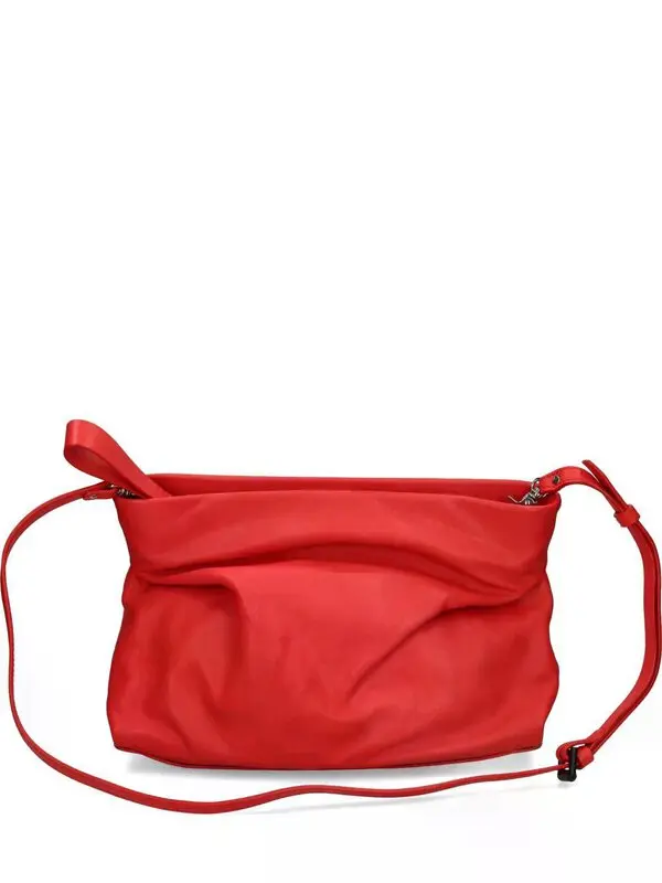 VIC MATIE Leather Ruched Shoulder Bag - Red