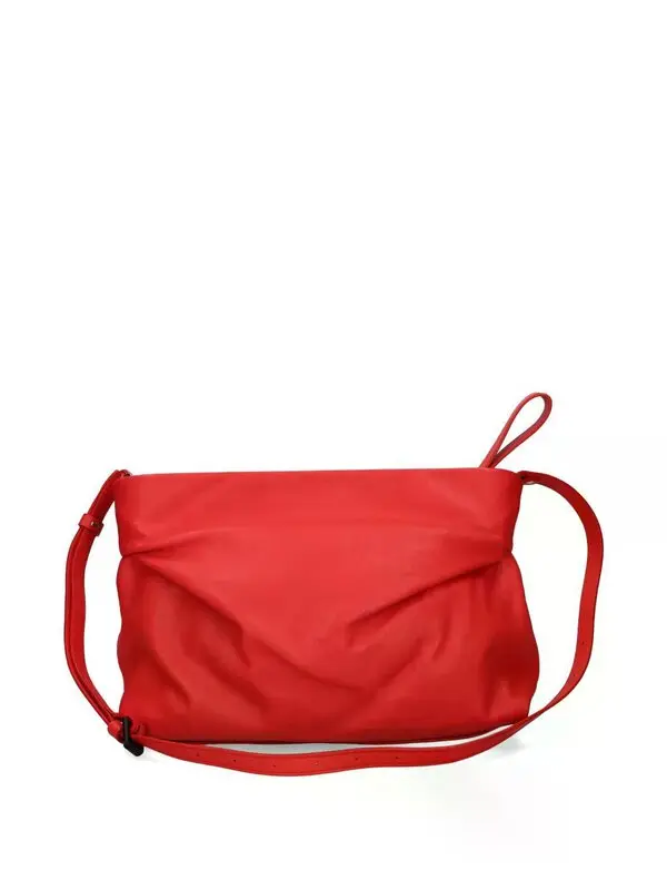 VIC MATIE Leather Ruched Shoulder Bag - Red