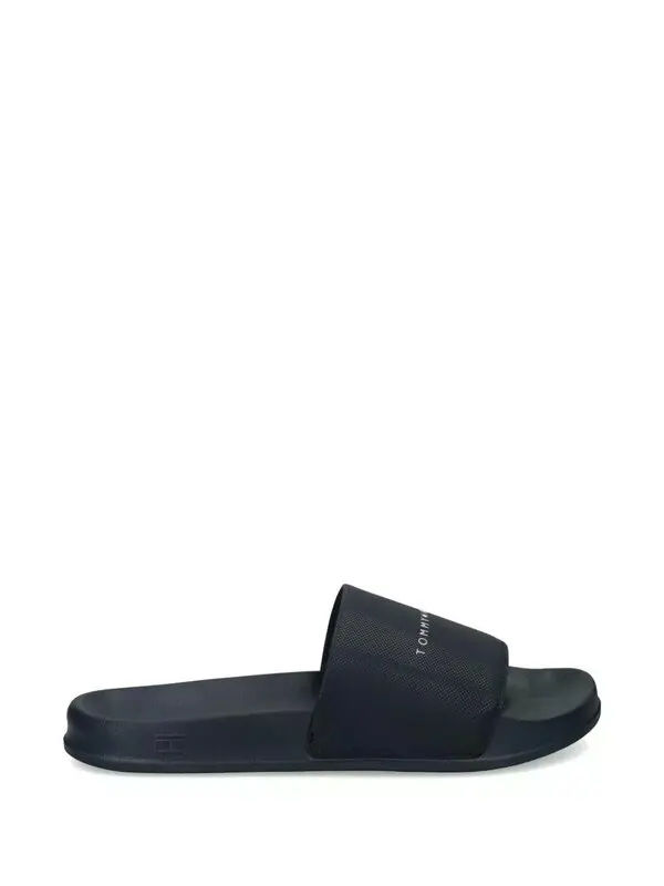 Tommy Hilfiger Logo-detail Textured Slides - Black