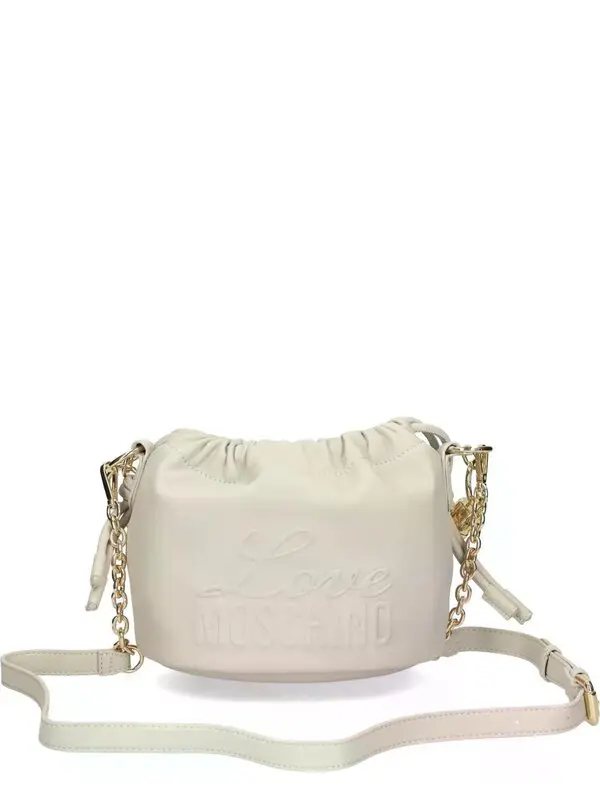 Moschino Embossed-logo Shoulder Bag With Braided Handle - Neutrals