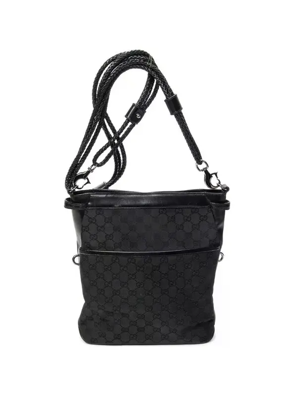 Gucci Gg Monogram Braided Shoulder Bag - Black