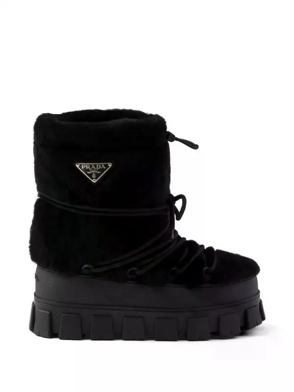 Prada Shearling Après Ski Booties - Black