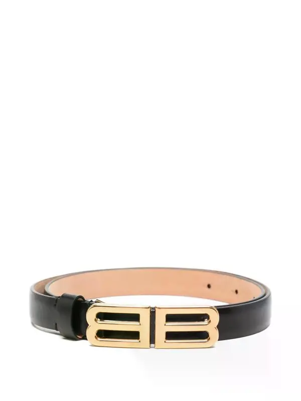 Balenciaga Bb Logo Leather Belt - Black