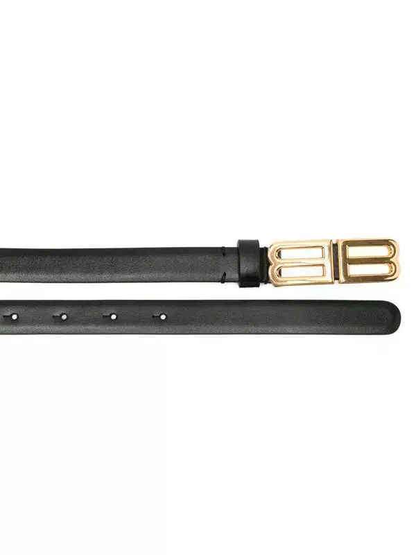 Balenciaga Bb Logo Leather Belt - Black