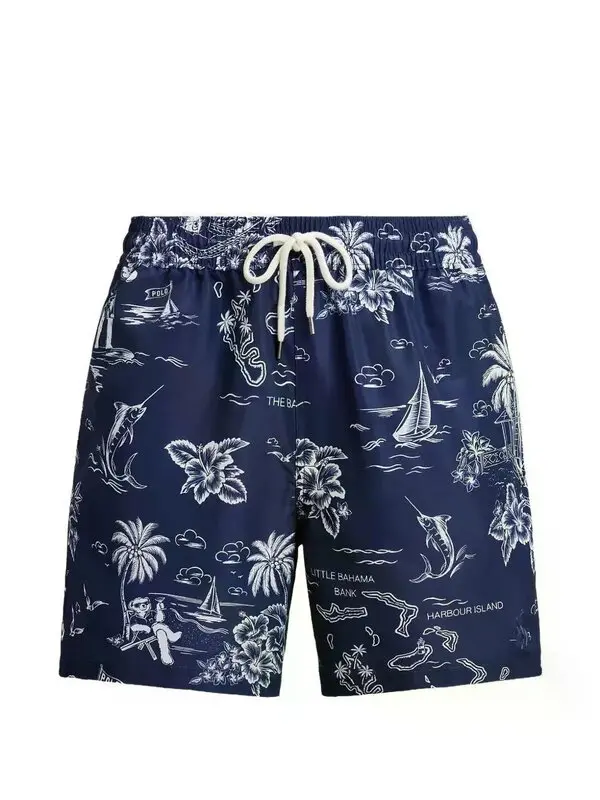 Polo Ralph Lauren Traveller Harbour Island Print Swim Shorts - Blue