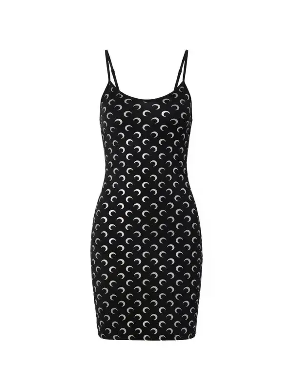 MARINE SERRE Moon-print Mini Dress - Black