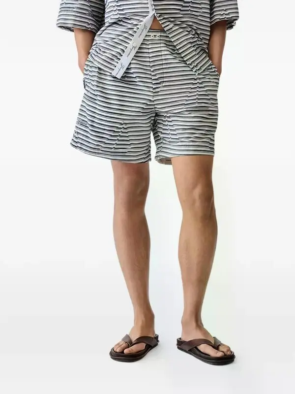 Jacquemus The Caleçon Striped Sailboat-jacquard Shorts - White