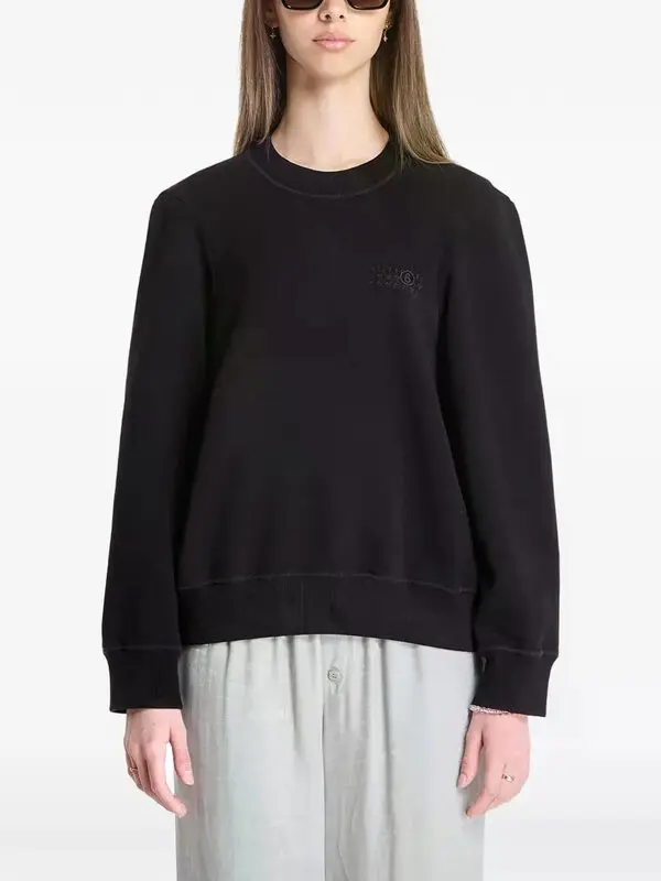 MAISON MARGIELA Logo-embroidered Ribbed-trim Sweatshirt - Black