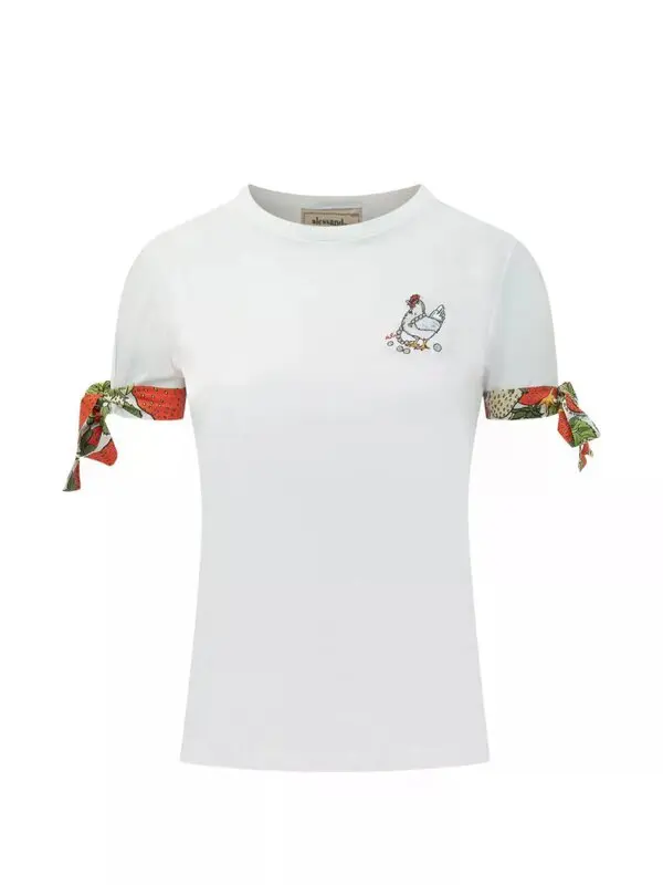 ALESSANDRO ENRIQUEZ Embroidered Bow-detail T-shirt - White
