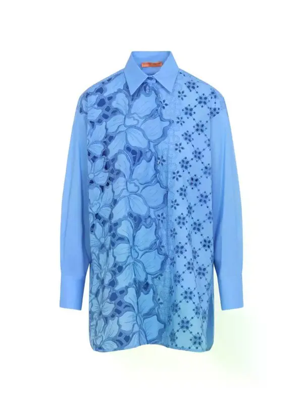 Ermanno Scervino Floral Lace Embroidered Shirt - Blue