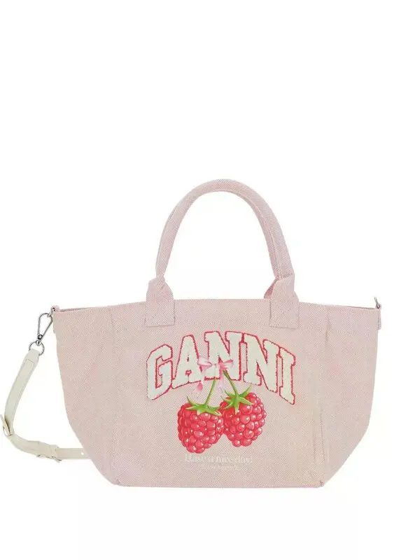 GANNI Raspberry Printed Tote Bag - Pink