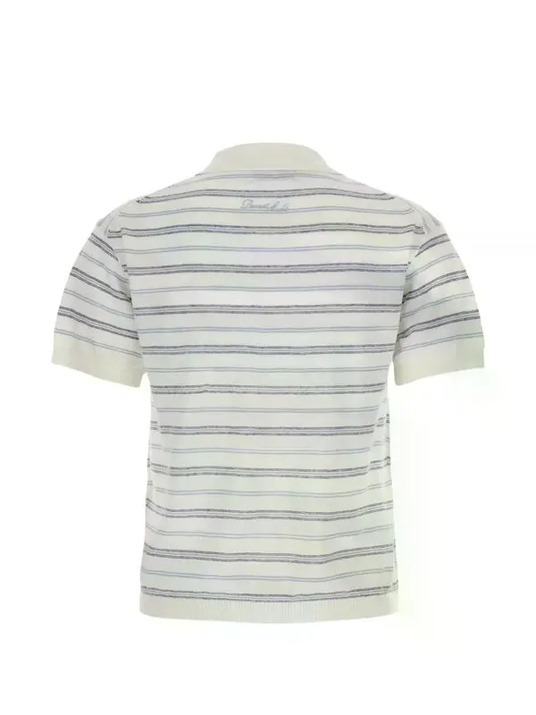 DUNST Striped Short-sleeve Polo Shirt - Neutrals