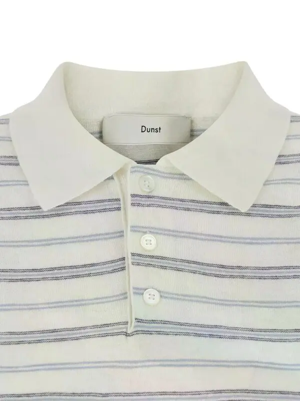 DUNST Striped Short-sleeve Polo Shirt - Neutrals