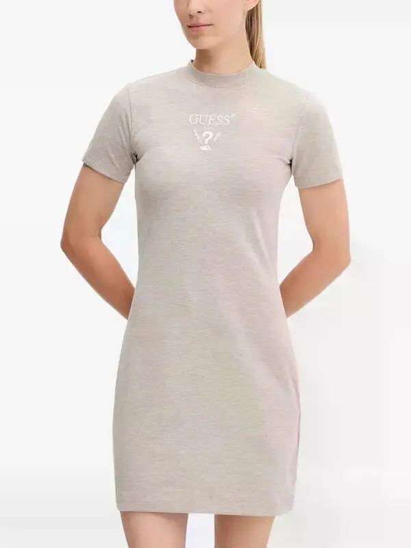 Guess Logo-embroidered Short-sleeve Dress
