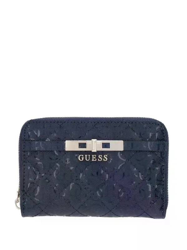 Guess Quilted Logo-embossed Wallet - Blue