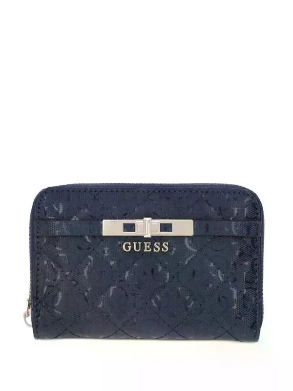 Guess Quilted Logo-embossed Wallet - Blue