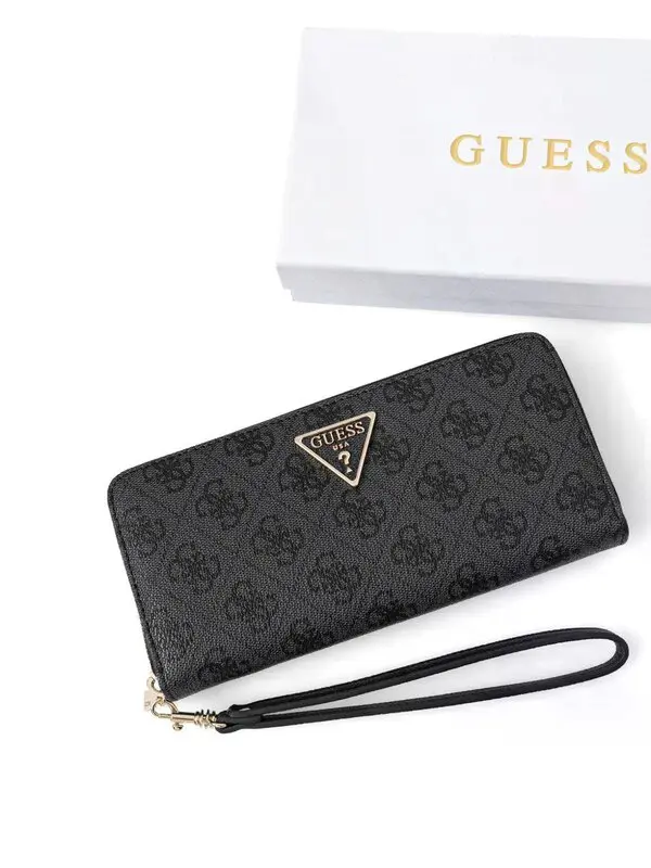 Guess Laurel 4g Logo-print Zip-around Maxi Wallet - Grey