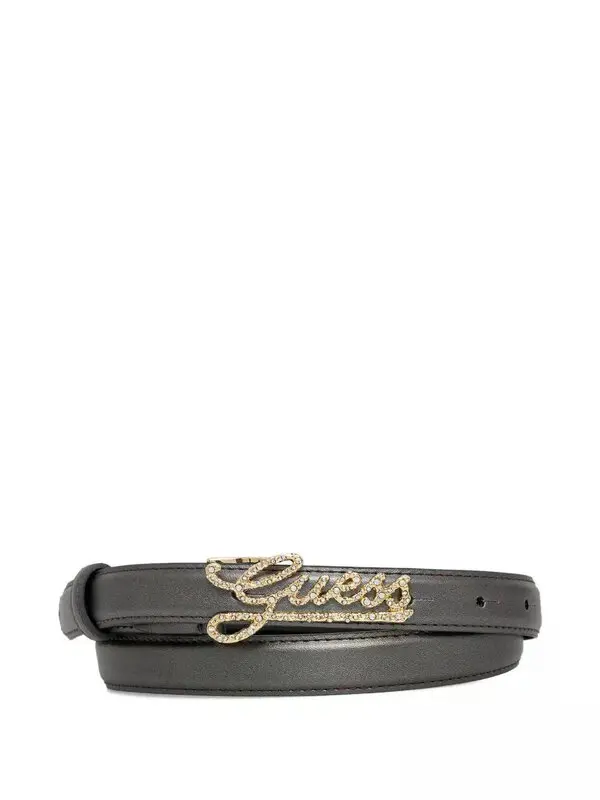 Guess Crystal-embellished Logo-buckle Belt - Grey