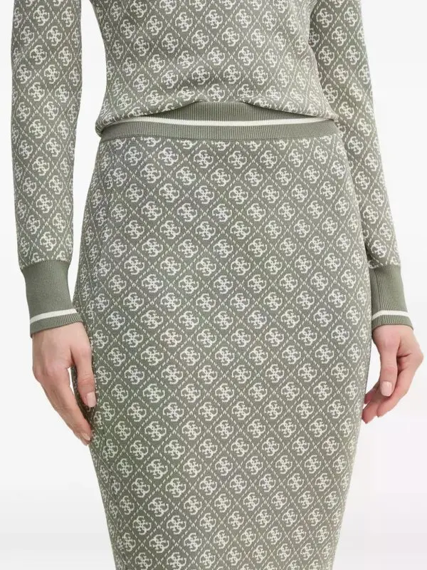 Guess Monogram-pattern Knit Skirt - Green