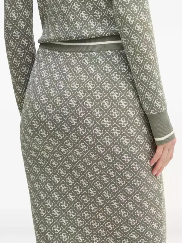 Guess Monogram-pattern Knit Skirt - Green