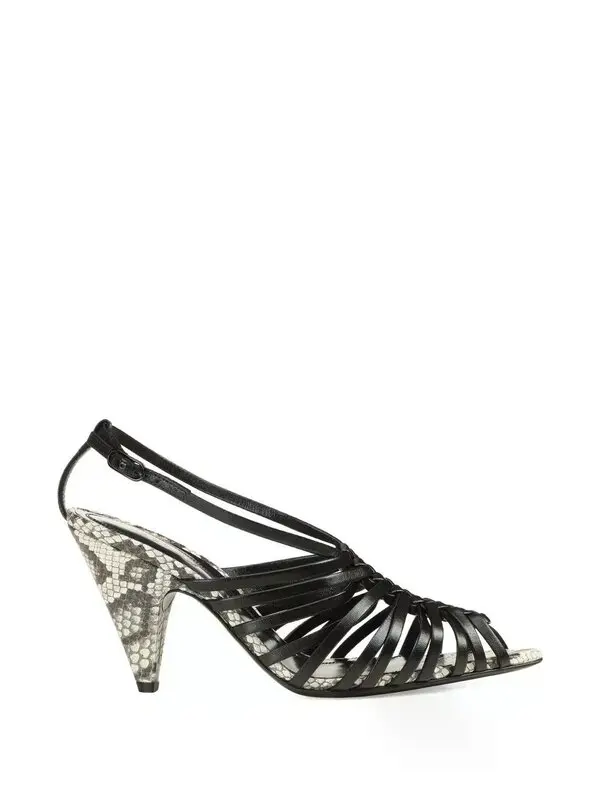 SERGIO ROSSI Wovenia Leather Sandals - Black